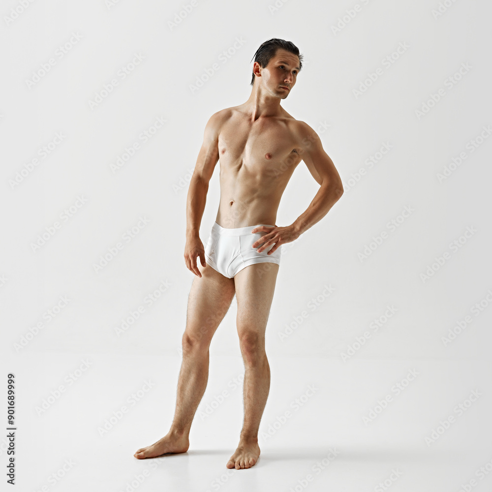 Full Length Image Of Muscular Handsome Young Man With Athletic Body