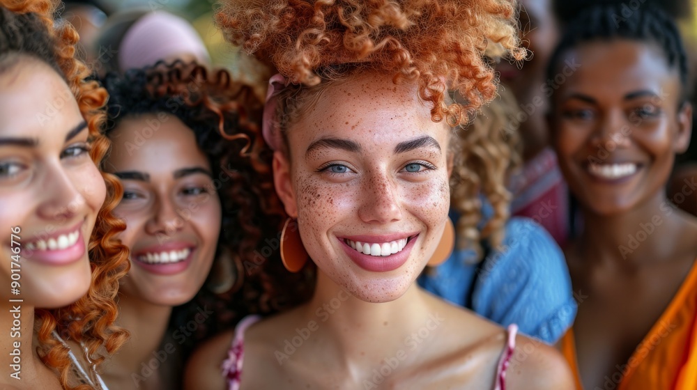 people of different body types, ethnicities, and ages smiling and ...