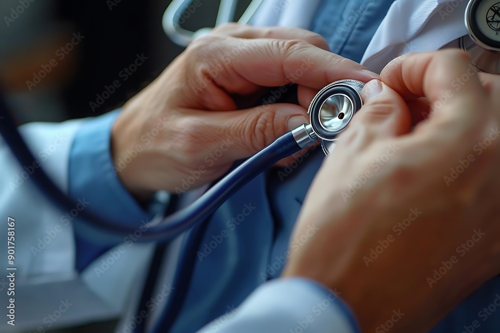 Doctor Using Stethoscope for Heart Checkup: Healthcare and Medical ...