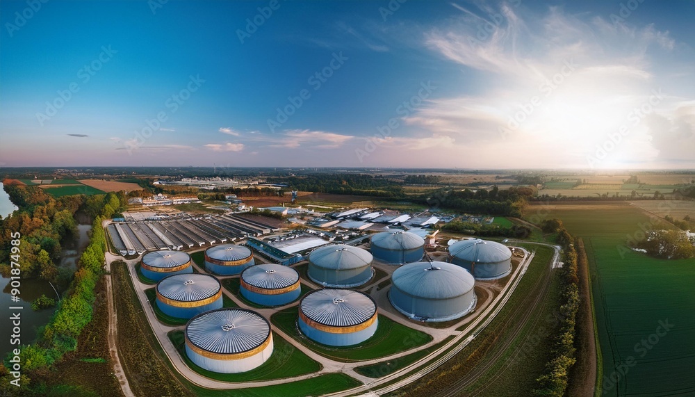 Aerial top view photo from flying drone of Power plant Municipal Solid ...