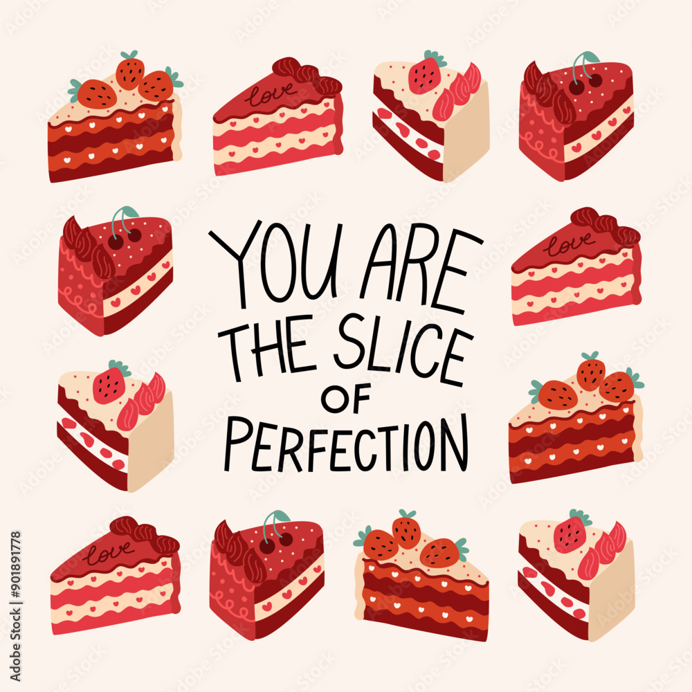 You are the slice of perfection. Vector flat illustration of ...