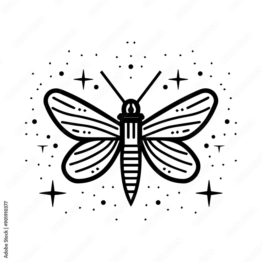 Fireflies icon or modern line symbol. Vector line art and icon design ...