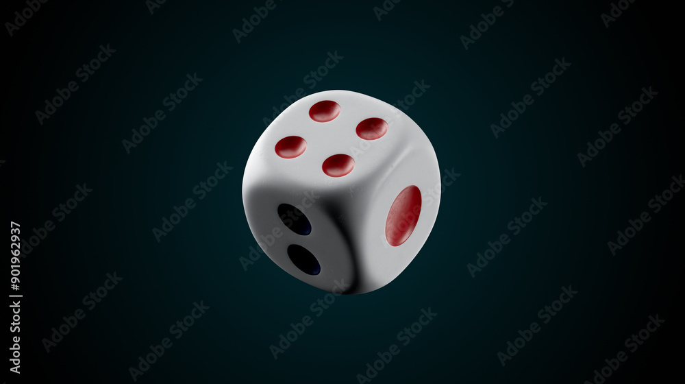 3d render of wooden dice with engraved circular dots in traditional ...