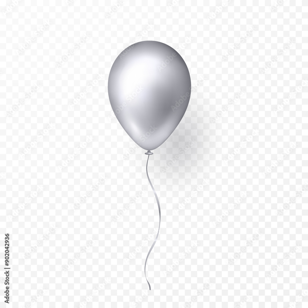 Silver balloon isolated on transparent background. Vector realistic ...