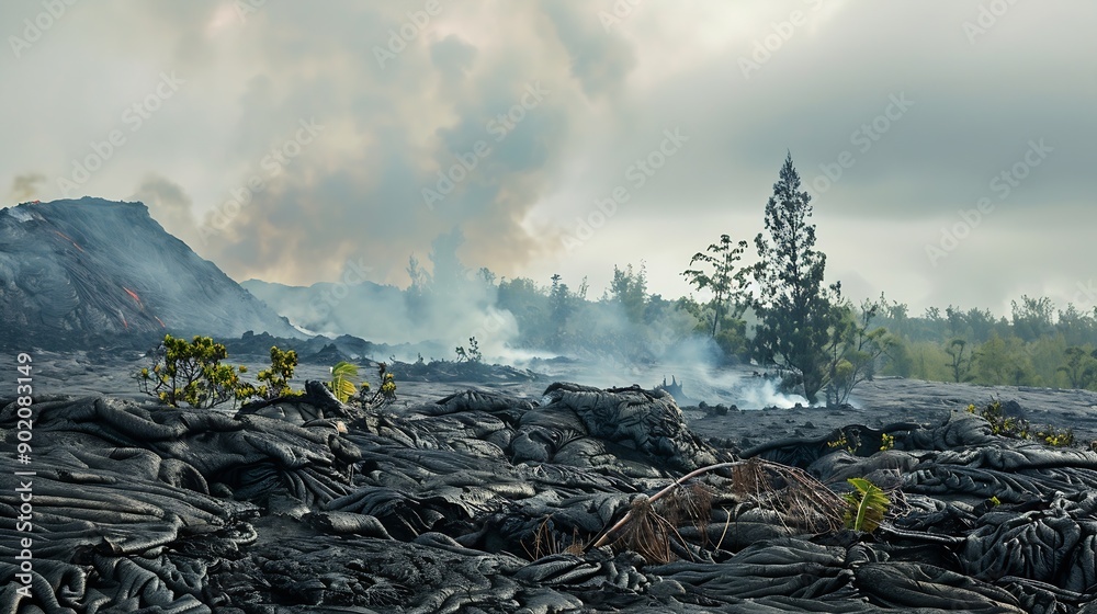 Volcanoes National Park Hawaii volcanic landscape lava flows Kilauea ...