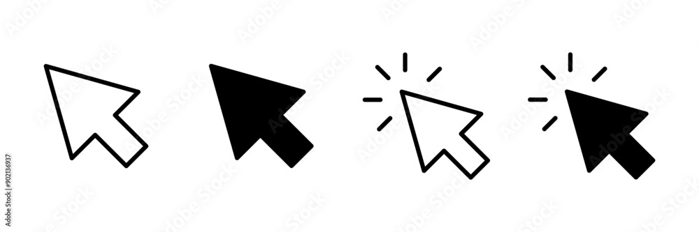 Click icon vector isolated on white background. Cursor icon. Computer mouse click cursor black ...