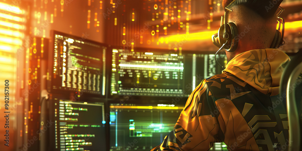 Skillful Software Testing: A tester checks code on multiple computer ...