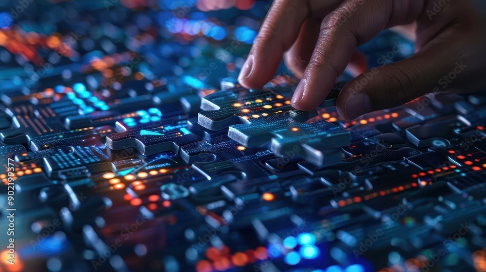 API integration depicted as puzzle pieces fitting together, Technology ...