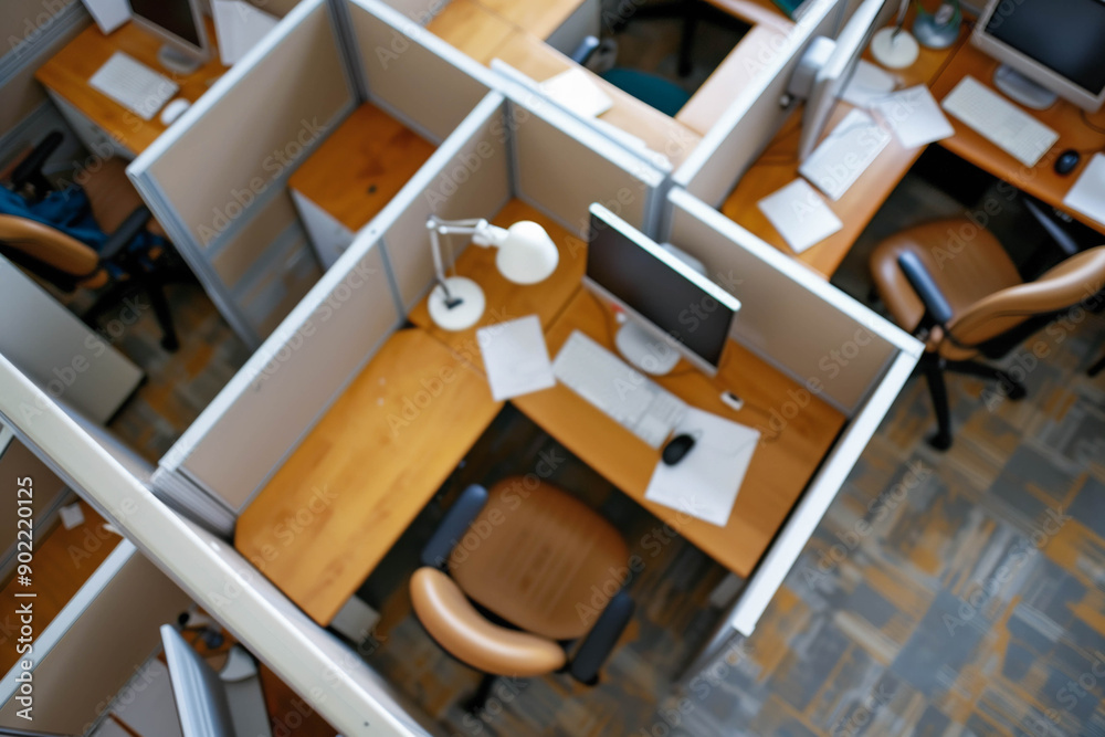 Top view of office cubicles representing corporate workspace Stock ...