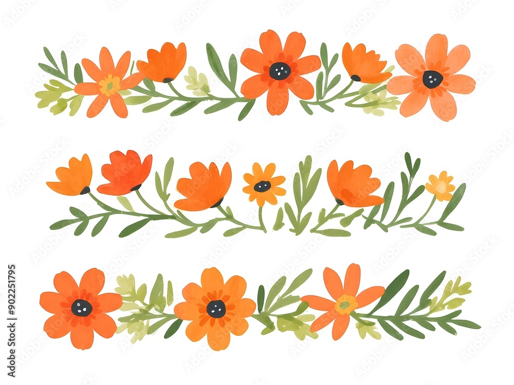 Watercolour Flower Border, Floral clipart, Seamless flower border ...