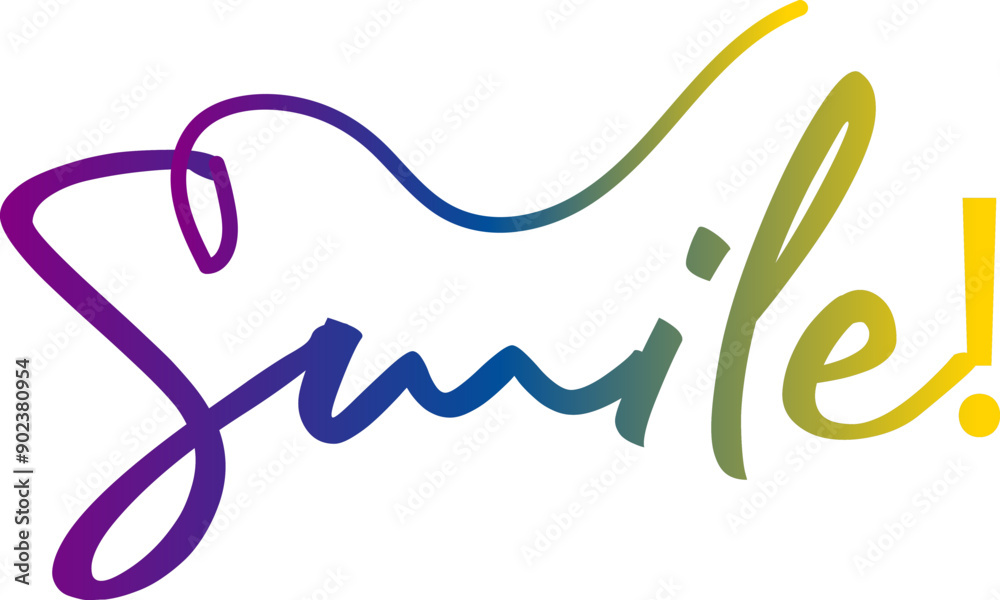 gradient text smile word - continuous one line with word. Minimalistic ...