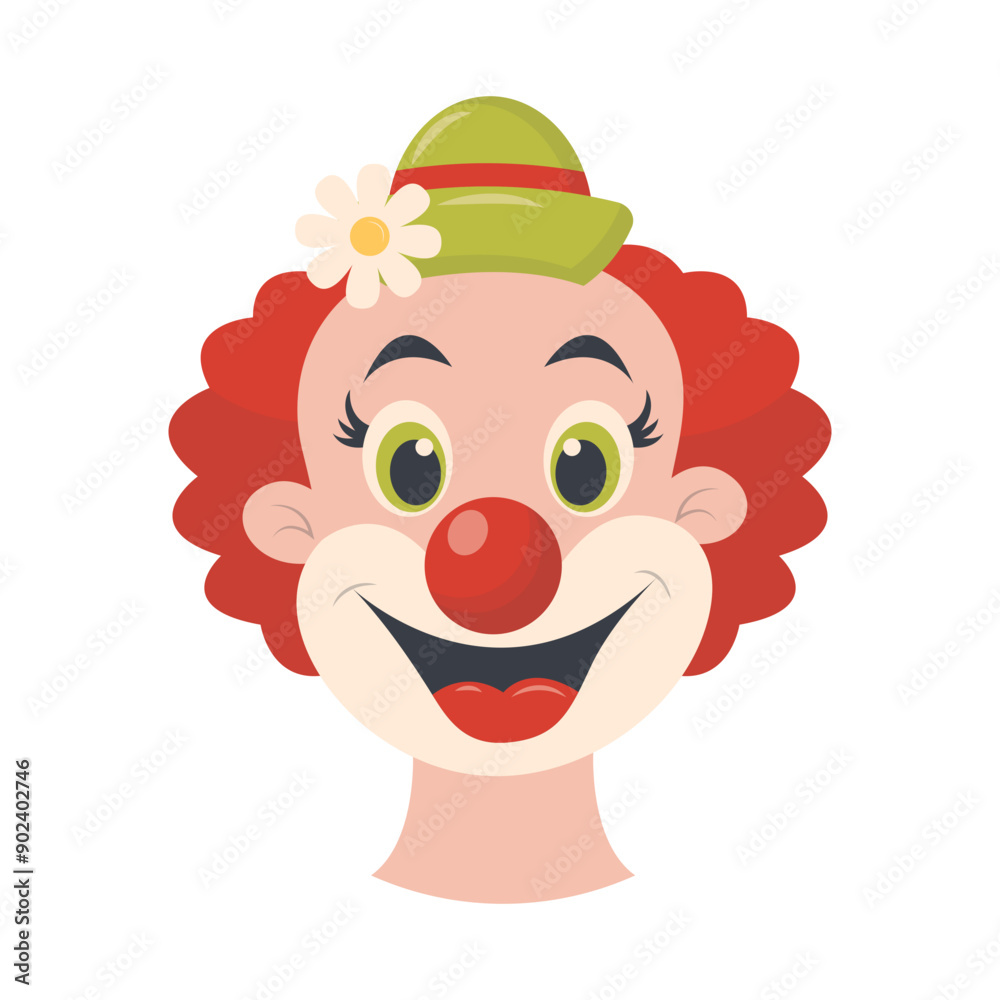 Cartoon Clown Mask Illustration on White Background. Vector Clipart in ...