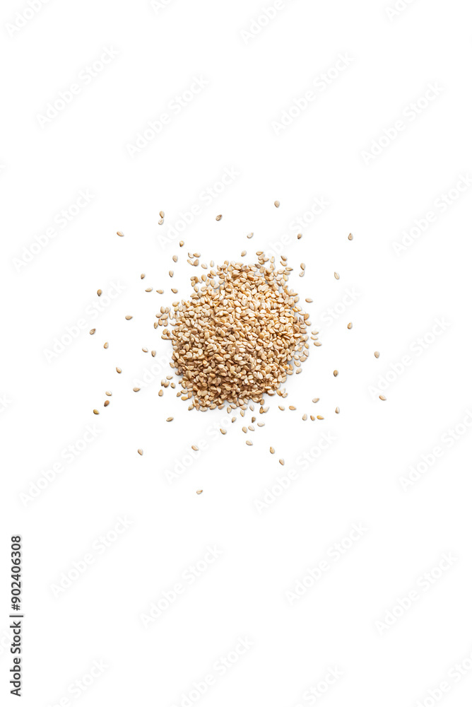 Closeup organic whole raw sesame seeds isolated on a transparent ...
