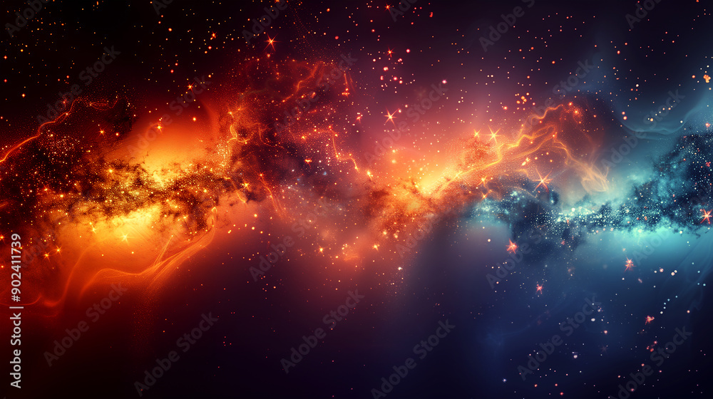 Nebula & Galaxy Space Background; a rainbow colored, dynamic, and fiery ...