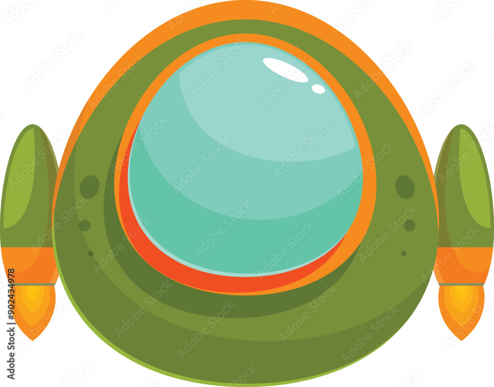 Cartoon spaceship flying in the space with a big front window Stock ...