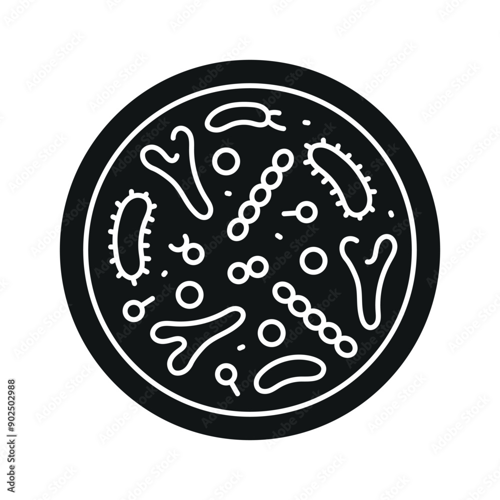Gut microbiome line black icon. Intestine microbiota. Sign for web page ...