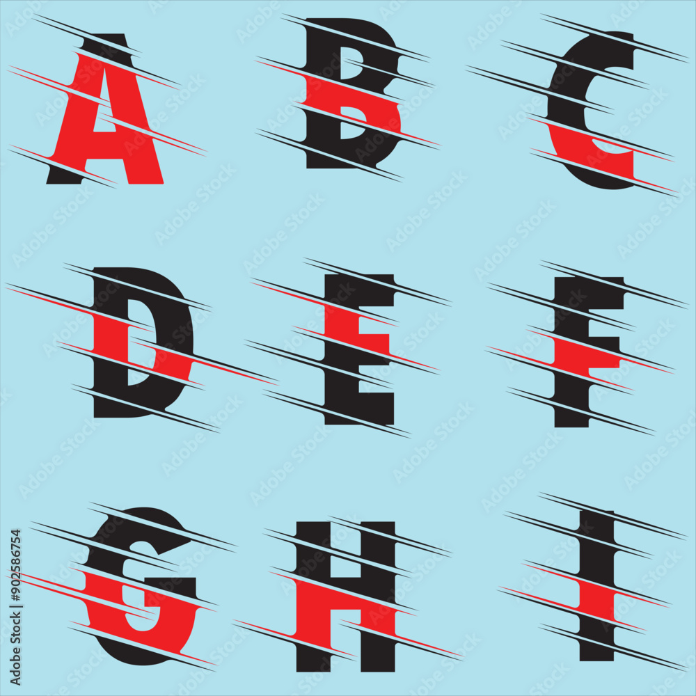 Editable English alphabet design in Adobe Illustrator. Customizable ...