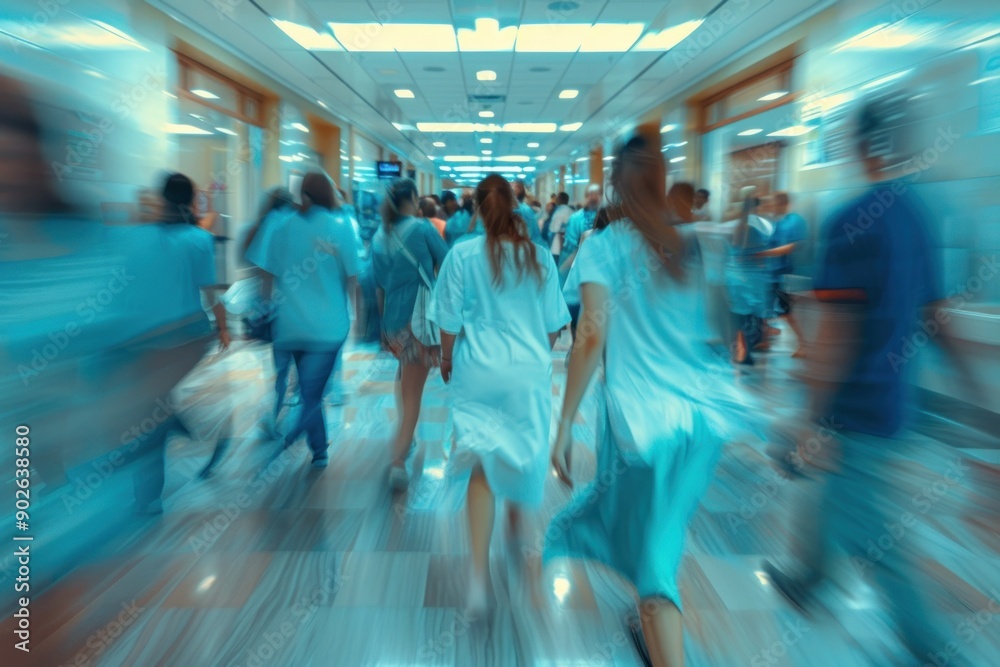 Busy Fast-Paced Crowded Overcrowded Hospital Emergency Room Hall ...