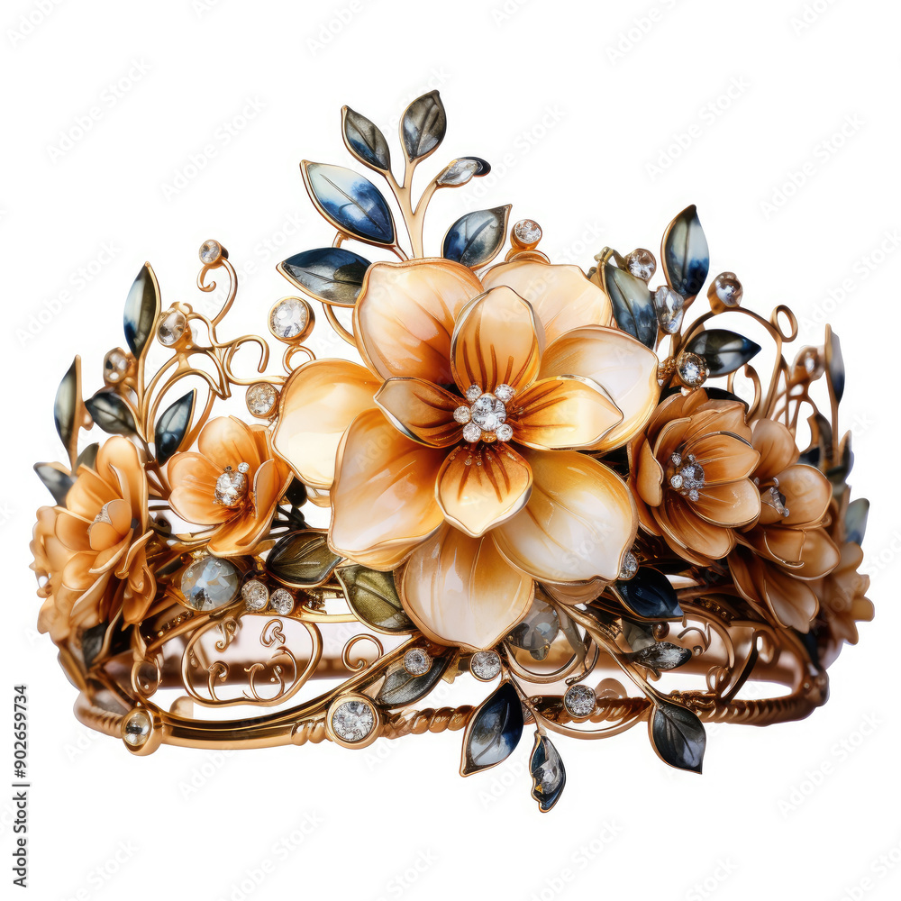 Watercolor golden tiara isolated on a transparent, clipart Illustration, Generative Ai Stock ...