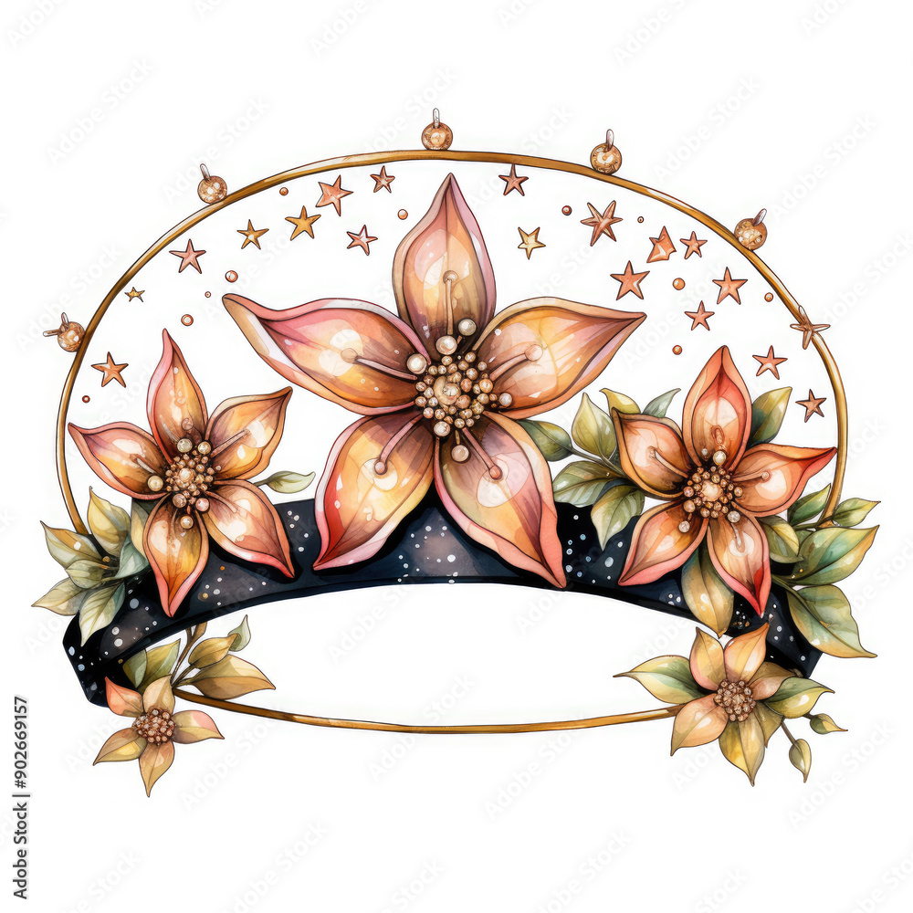 Watercolor golden tiara isolated on a transparent, clipart Illustration, Generative Ai Stock ...