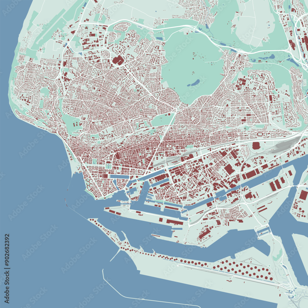 Le Havre map, France. City map, streetmap with buildings and roads ...