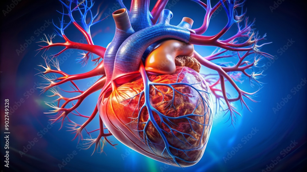 Vibrant anatomical illustration of congenital heart defect showing ...