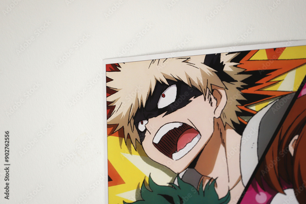 Katsuki Bakugo. Poster with the characters from the manga and anime ...