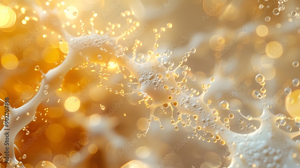 Microscopic Cell Structure Pale Yellow Color Scheme Interconnected