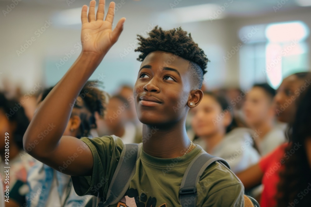 Diverse High School Classroom: Black Secondary Student Engaged in ...