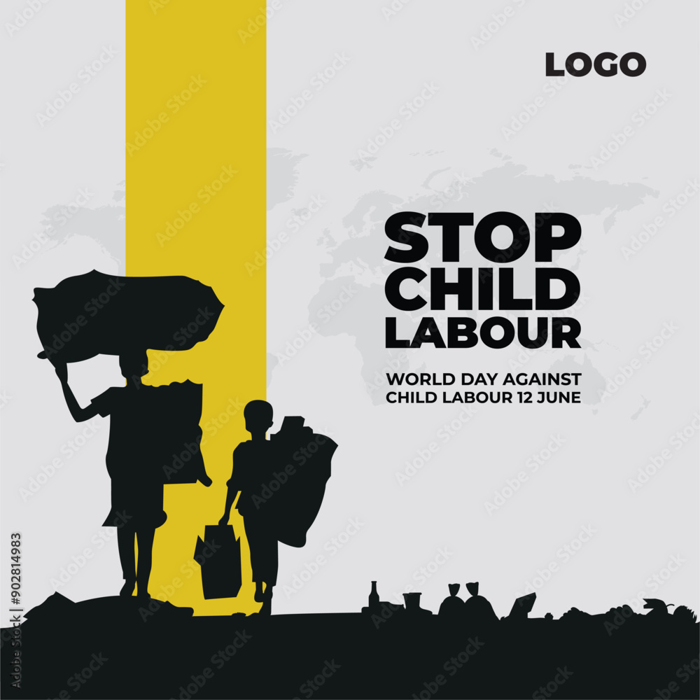 World Day Against Child Labor, Silhouette of two children carrying ...