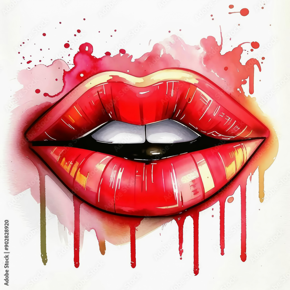 beautiful women's lips, lipstick, cosmetics, beauty. illustration ...