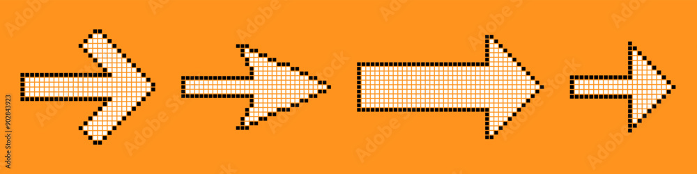Dotted arrows set. Collection of direction cursors made with dots ...