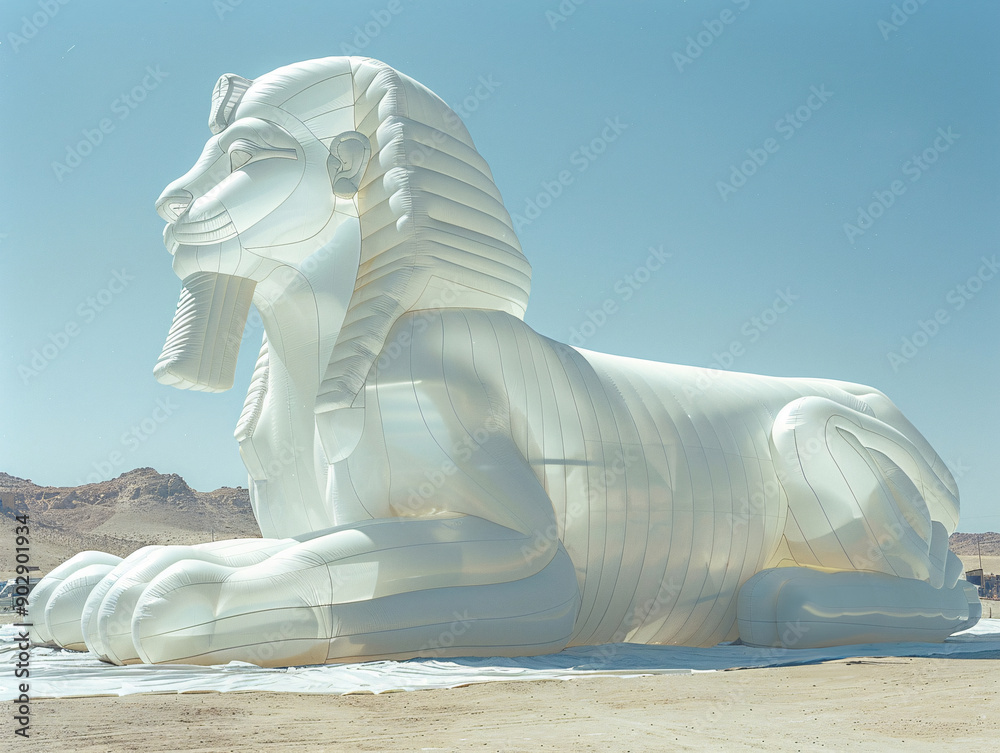 large, inflatable sculpture of the Great Sphinx of Giza, a renowned ...