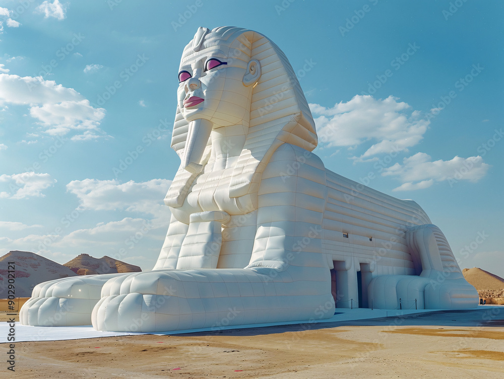 large, inflatable sculpture of the Great Sphinx of Giza, a renowned ...