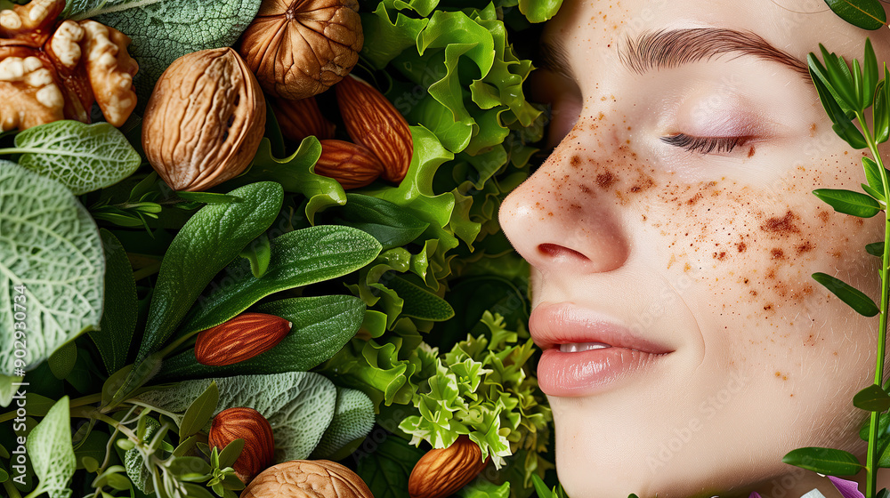 Manganese-Enriched Glowing Skin Surrounded by Whole Grains Nuts and ...