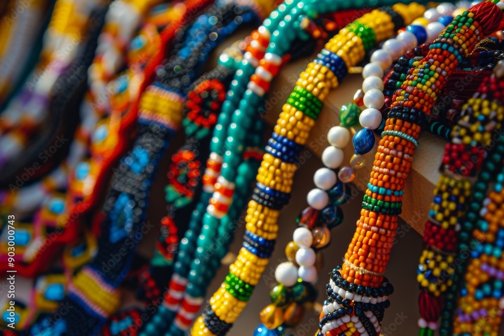 Vibrant beaded jewelry shines in the sunlight, celebrating Angola's ...