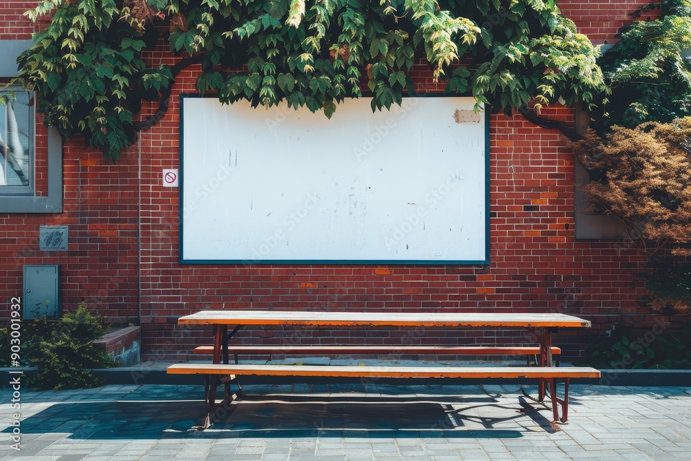 Blank signboard mockup on a school campus bulletin board, display your ...