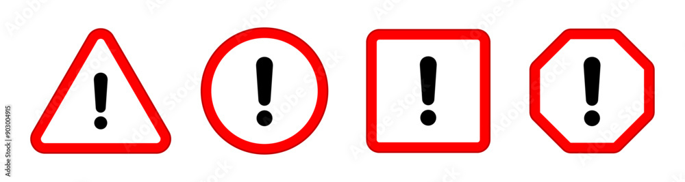 Hazard symbol in red and black color with exclamation symbol in ...
