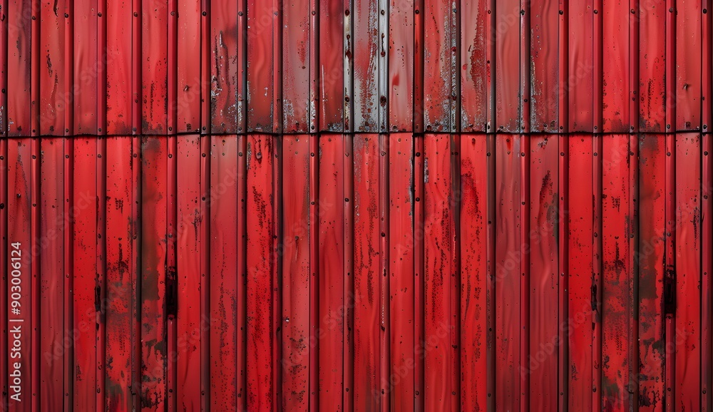 Red metal wall background with vertical bars, seamless texture of red ...