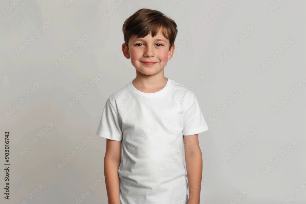 kid wearing plain white t-shirt for mockup Stock Photo | Adobe Stock