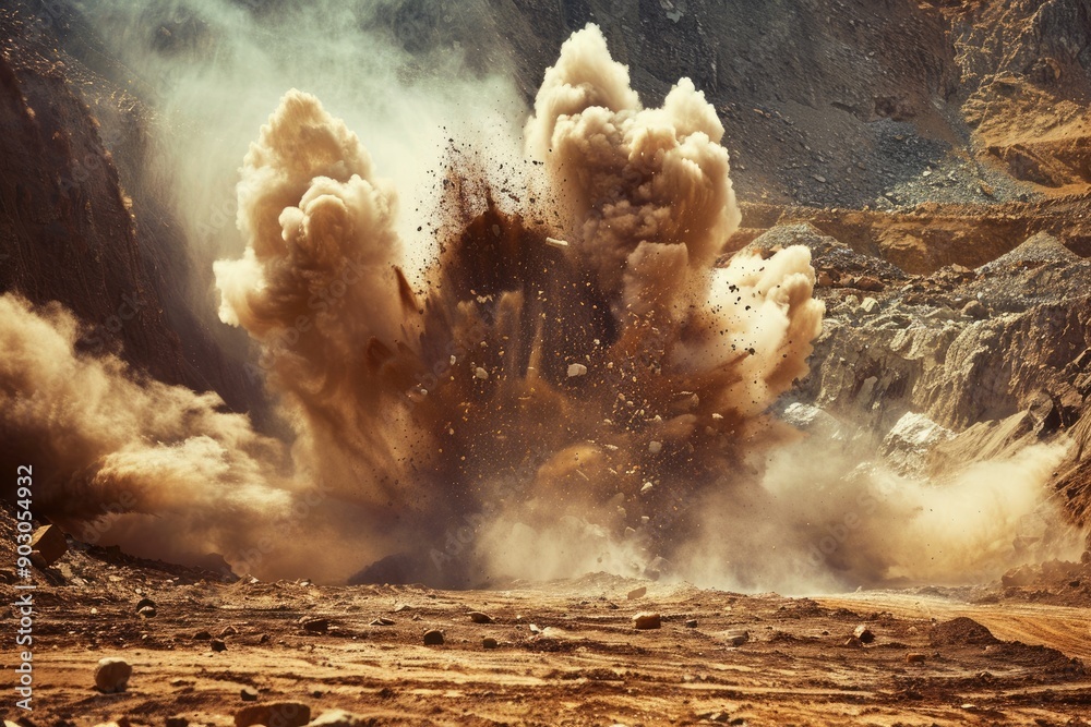 Mine Blast. Explosive Bomb Blast Creates Devastating Destruction and ...