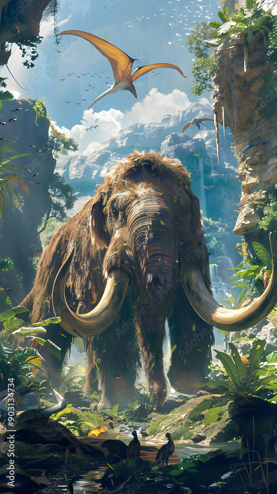 Illustration of Extinct Animals: Woolly Mammoth, Dodo Bird, Saber ...