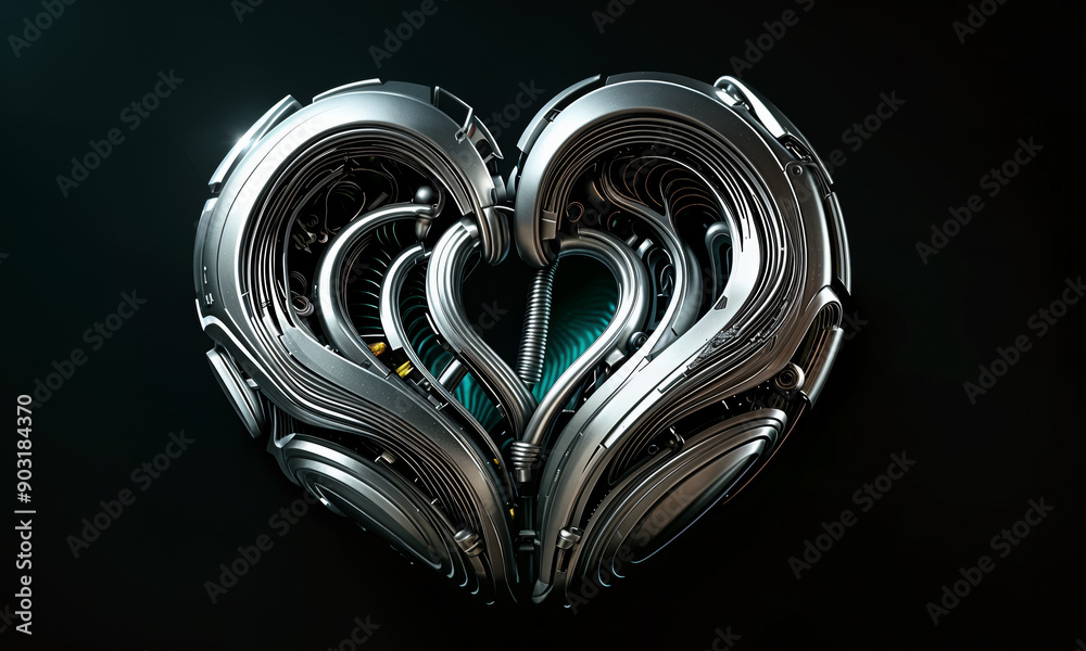 Hi-tech Cyber Mechanical Futuristic Heart Representing Advanced ...