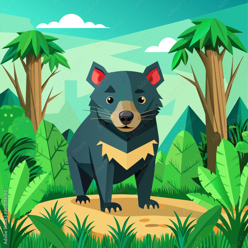 Australian Tasmanian devil in their natural habitat, showing the ...