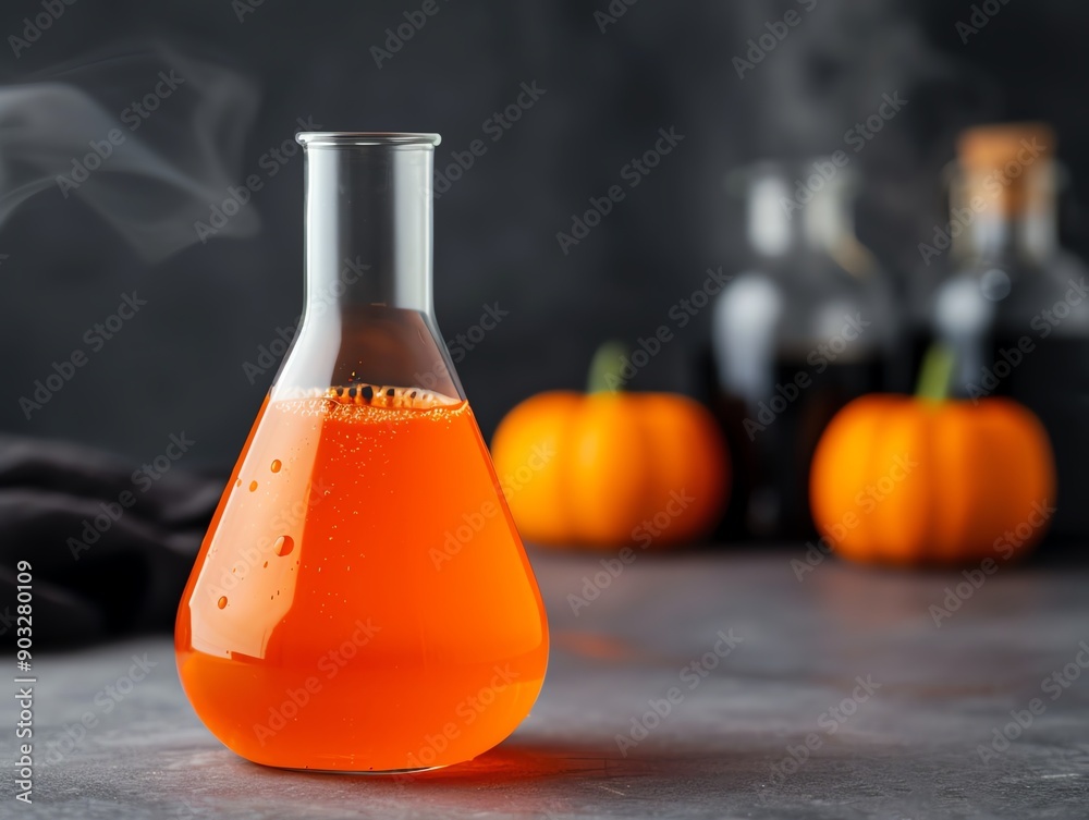 Creative portrayal of a school science lab with Halloweenthemed ...