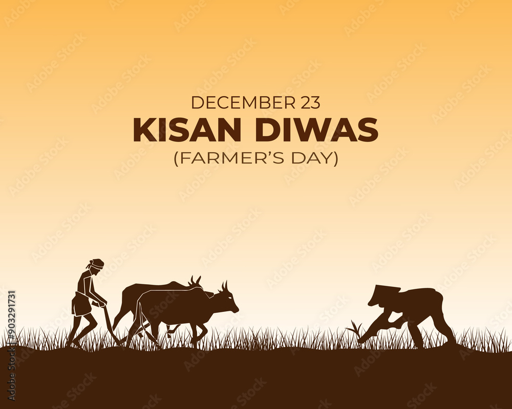 Happy Farmers Day. December 23. Holiday concept. Kisan Diwas banner ...