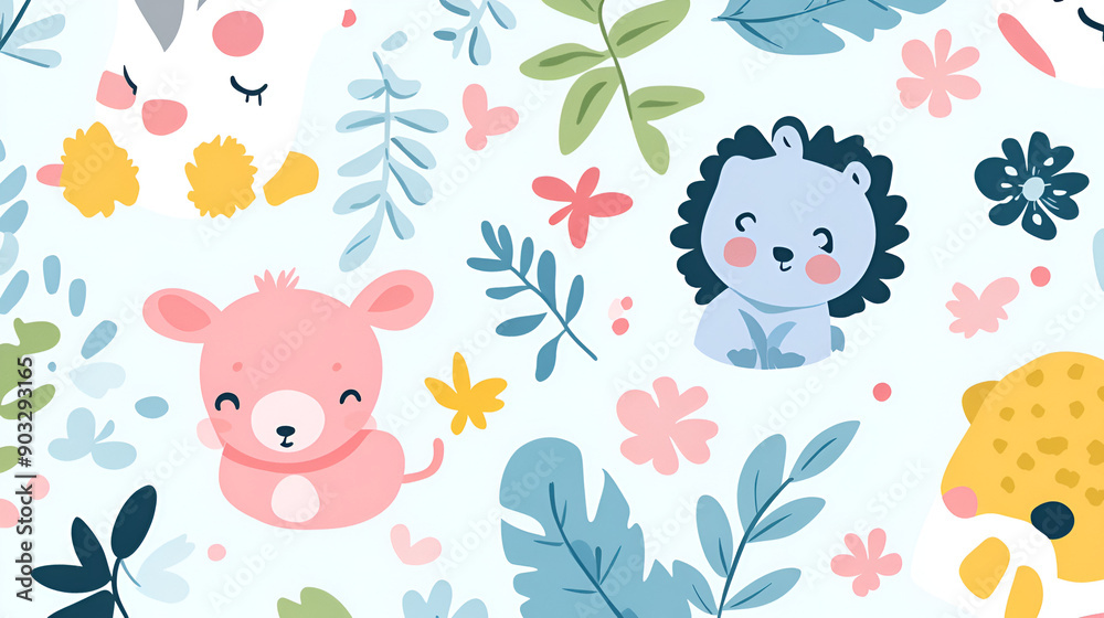 fondo de diseño infantil decorativo dibujos animados de animales ...