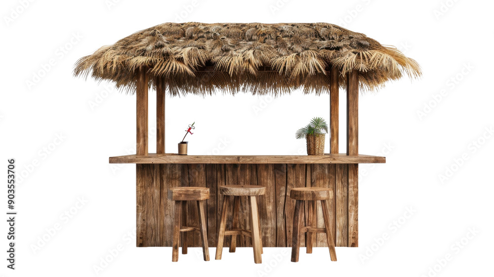 Beach wooden tiki bar on transparent background Stock Illustration ...