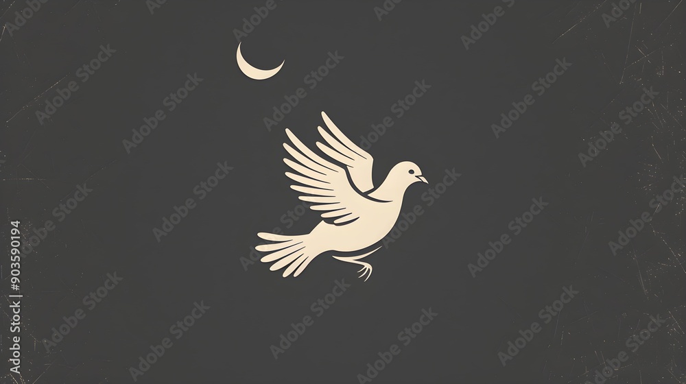 Ilustración de Stock Vintage Style Pigeon Emblem Logo with Minimalist ...