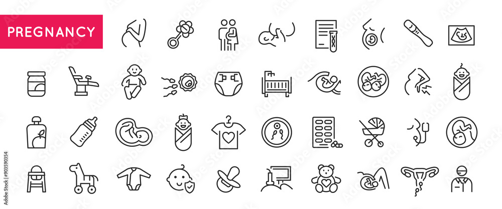 Pregnancy and baby care icons. Large set of pregnancy and baby care ...
